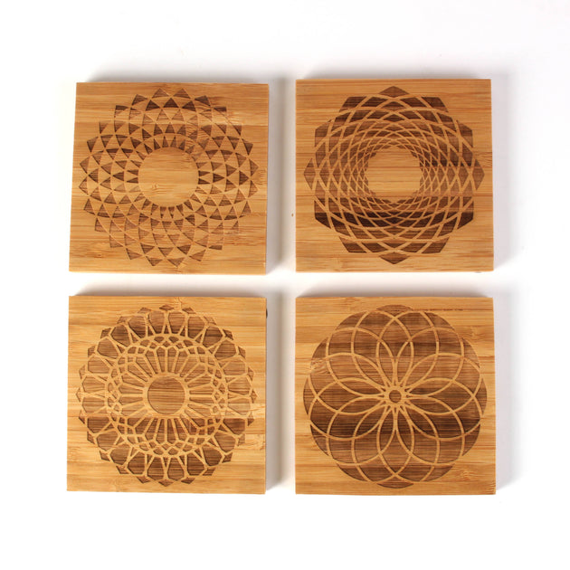 Variety - Square Bamboo Coaster Set – Cerebral Concepts
